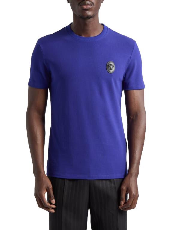 VERSACE leather medusa patch stretch cotton t-shirt